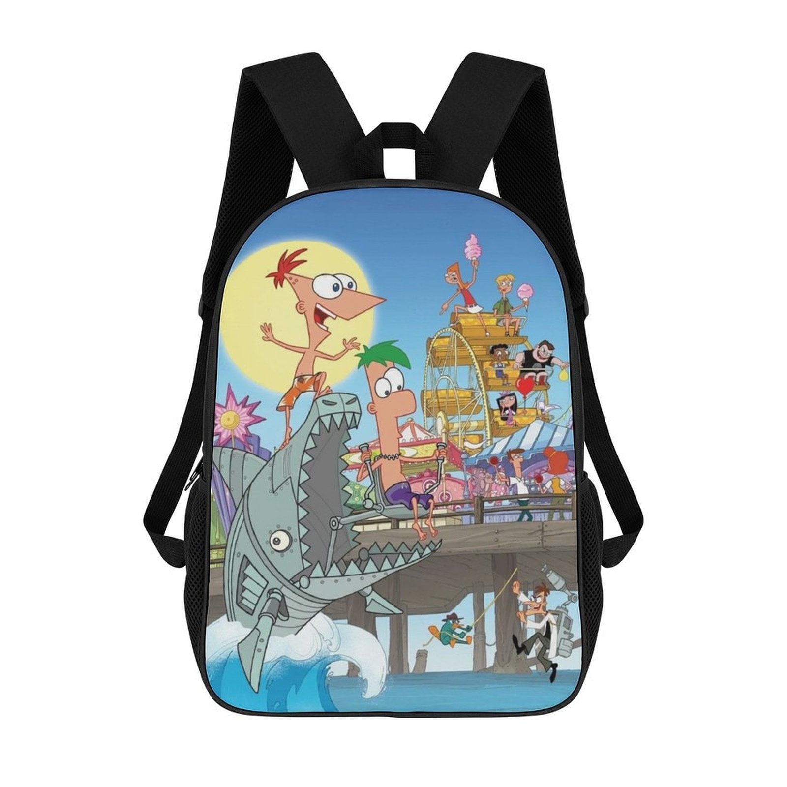 Phineas and Ferb Anime Backpack Cartoon Travel Bags 3D Printed Casual ...