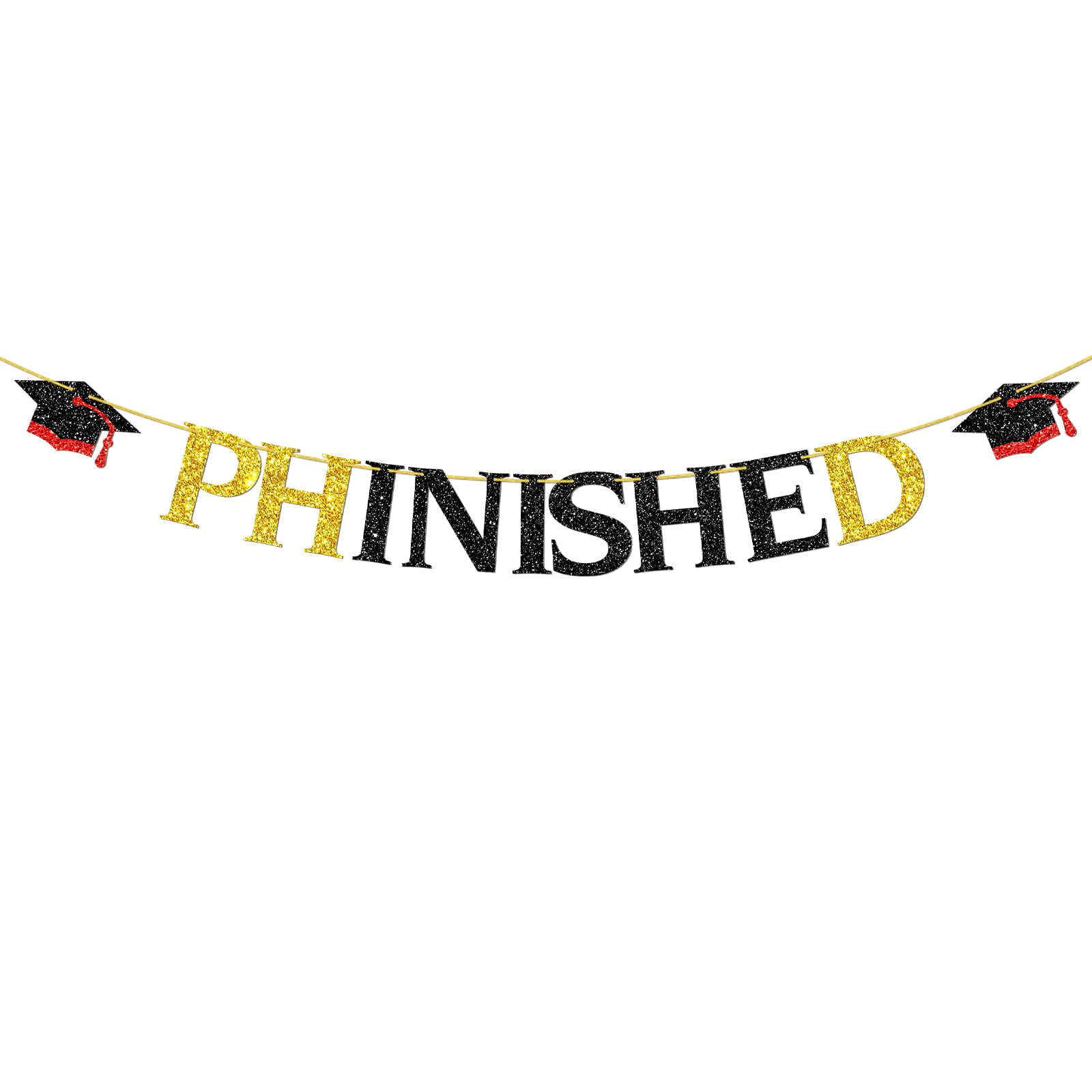 PhinisheD Banner,Black&Gold Congrats Ph.D DHF10 College Graduation ...