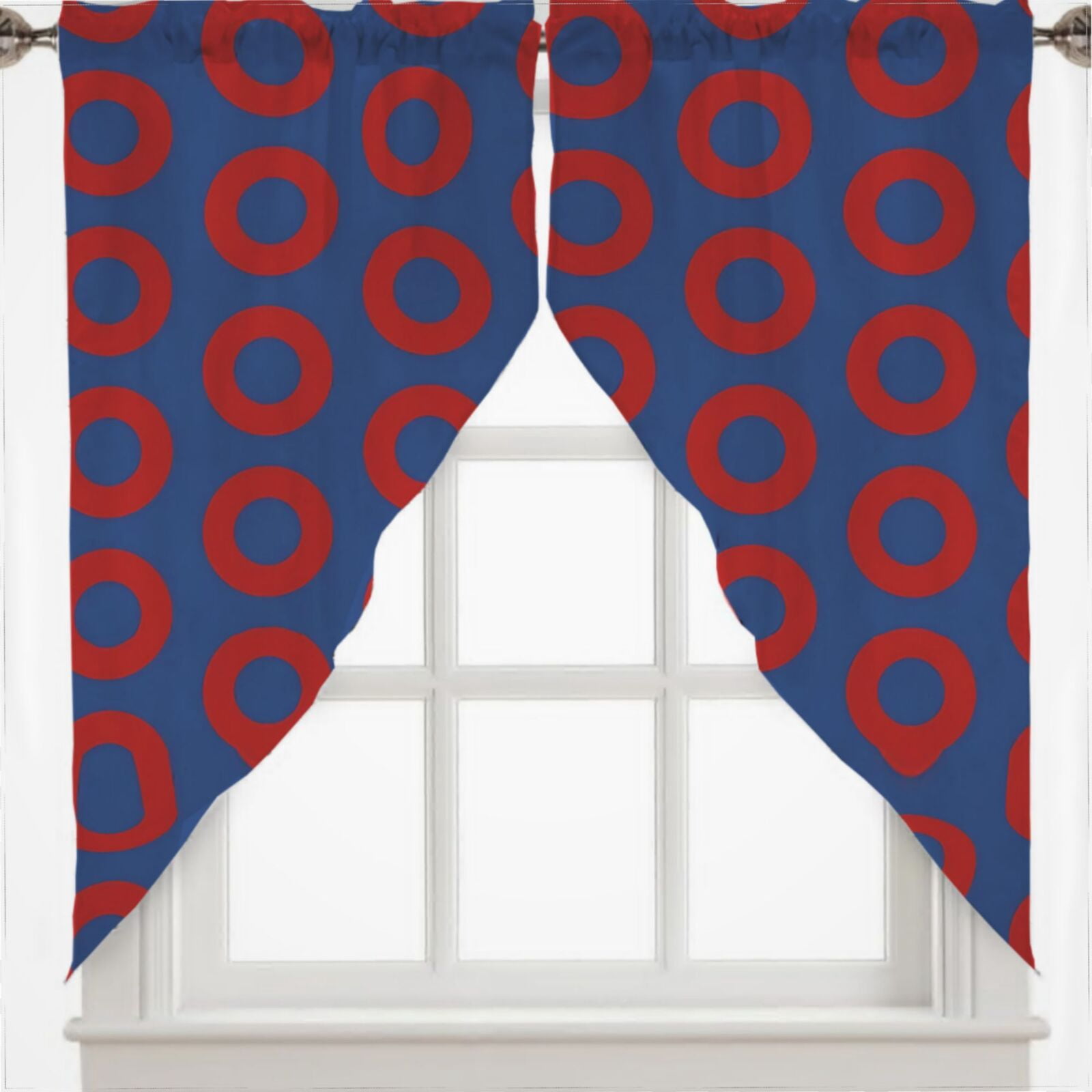 Phish Donut Blue Swag Valances For Windows 2 Pack For Kitchen Living ...