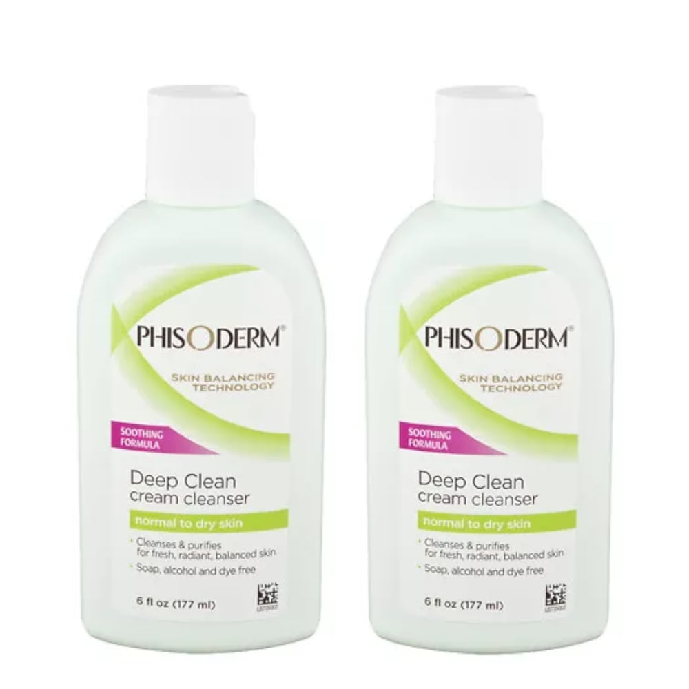 Phisoderm Facial Deep Clean Cream Cleanser, Soothing Formula, 2 Pack, 6 ...