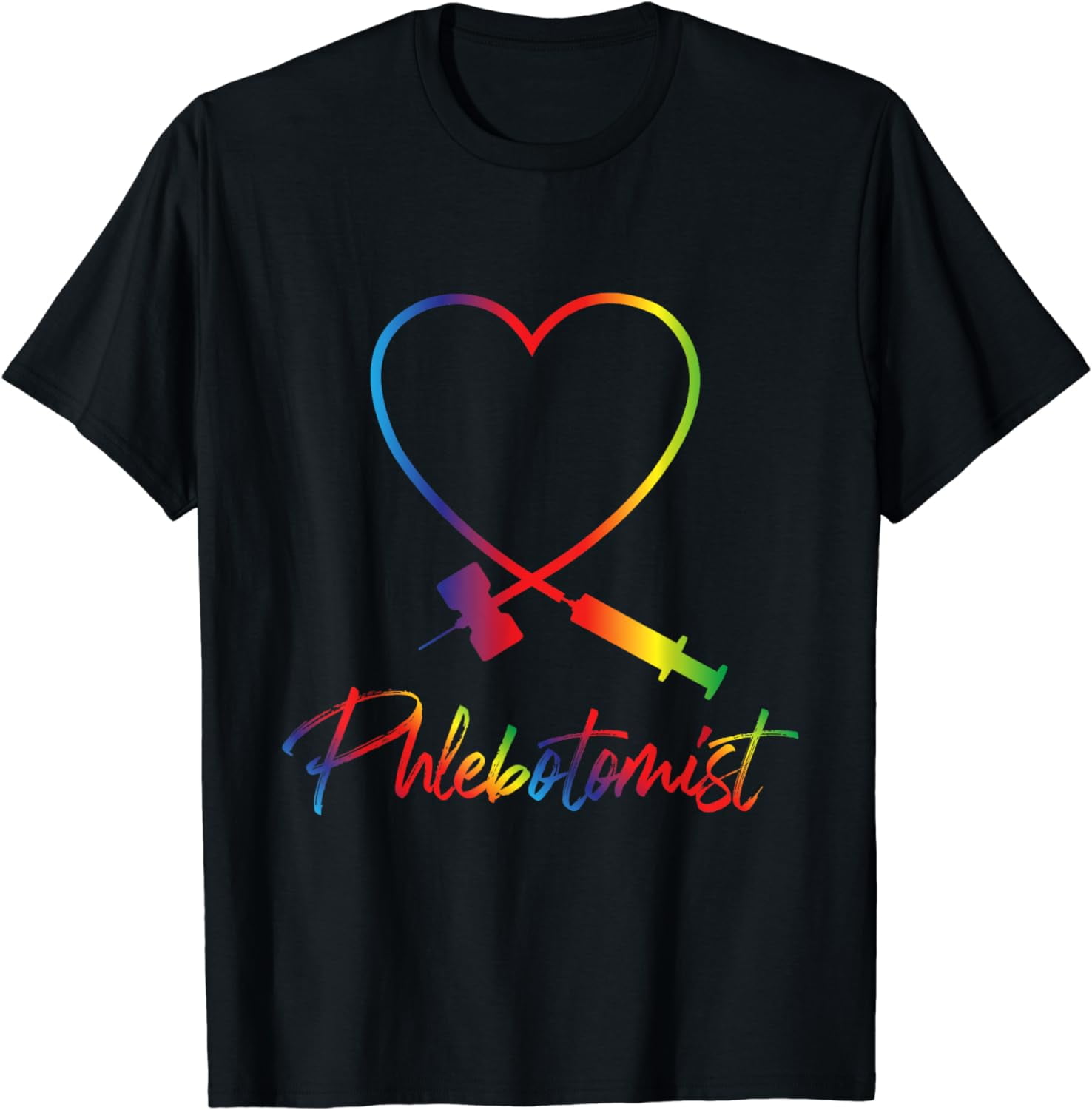 Phlebotomist - Needle Heart Healthcare Worker Phlebotomy T-Shirt ...