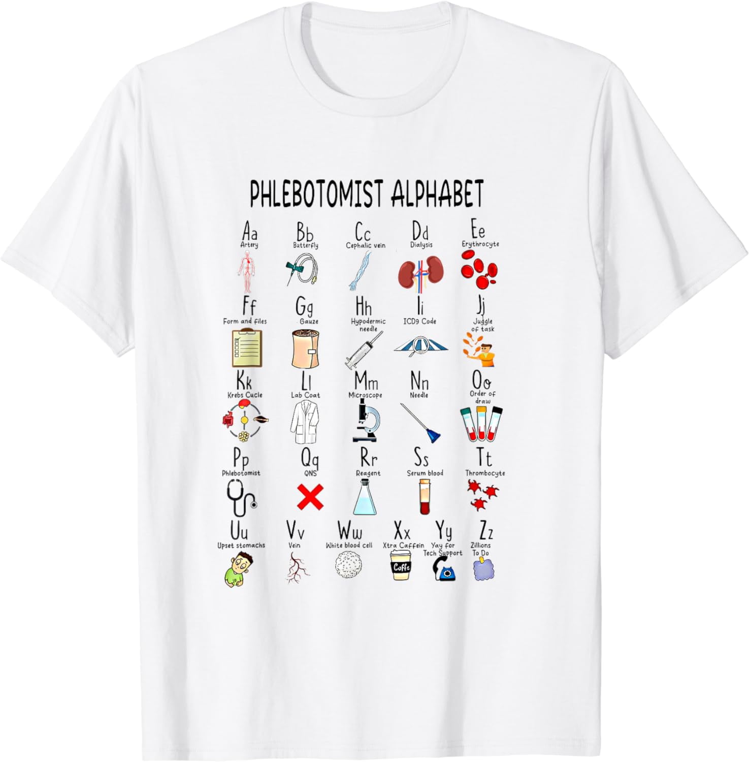 Phlebotomy Alphabet Phlebotomist Nurse Phleb Abcs Lab Week T-Shirt ...
