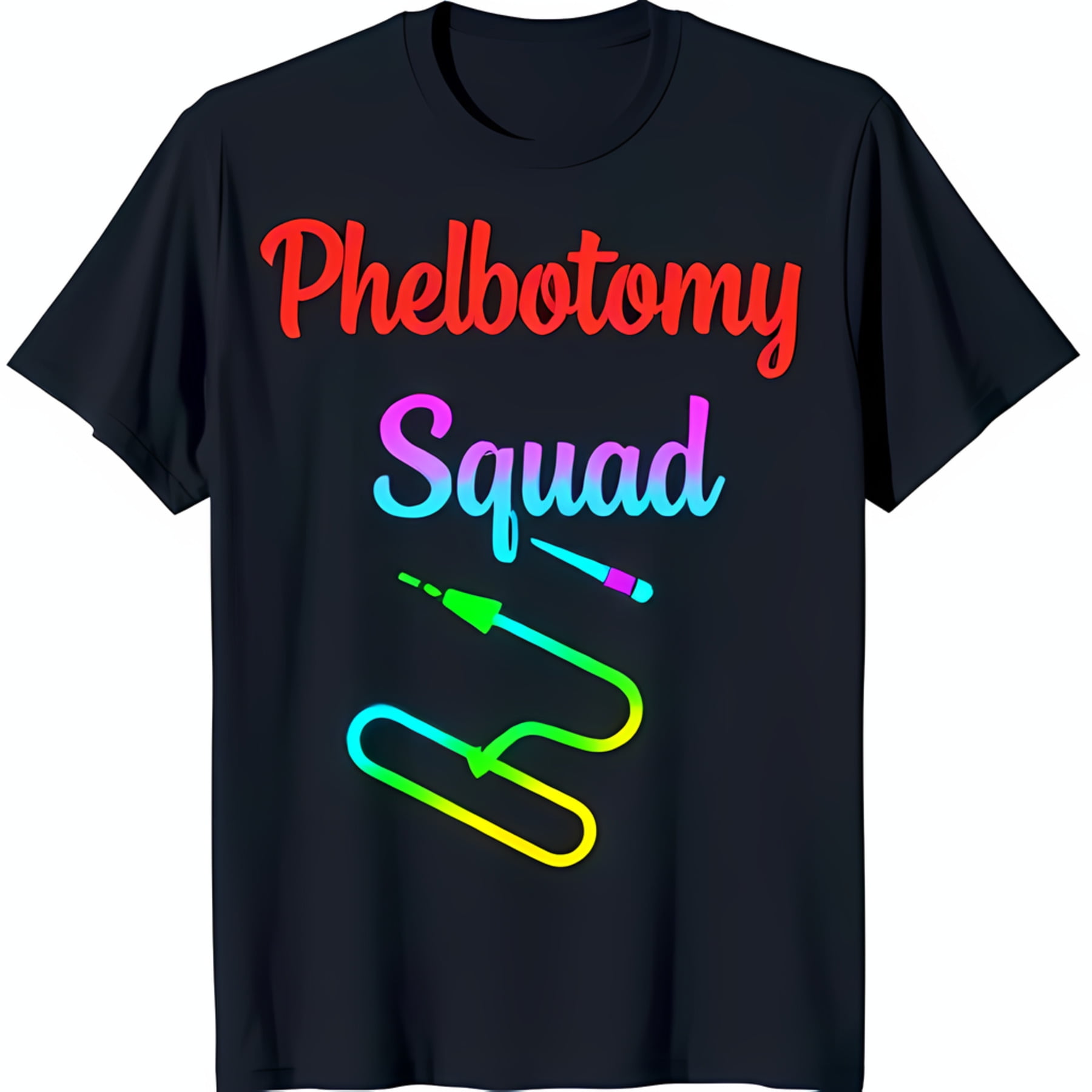 Phlebotomy Squad Black T-Shirt with Colorful Graphic & Design - Walmart.com