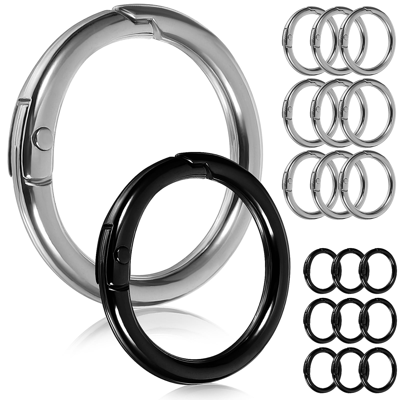 Phlegsive 20pcs Spring O Ring & Carabiner Clips for DIY Crafts (Silver ...
