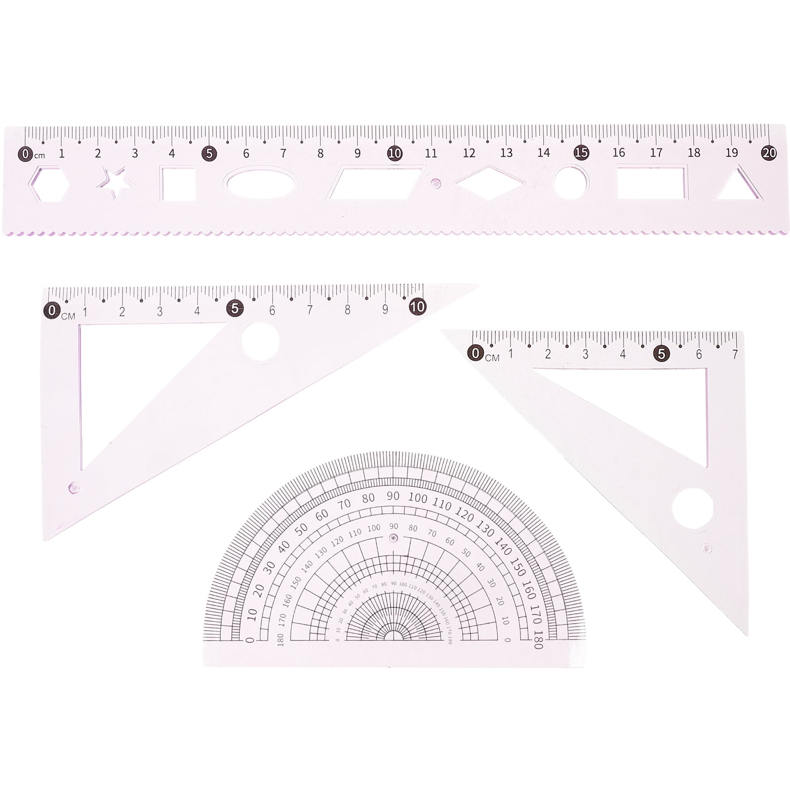 Pink Plastic Geometry Drawing Tools with Ruler and Protractor for ...