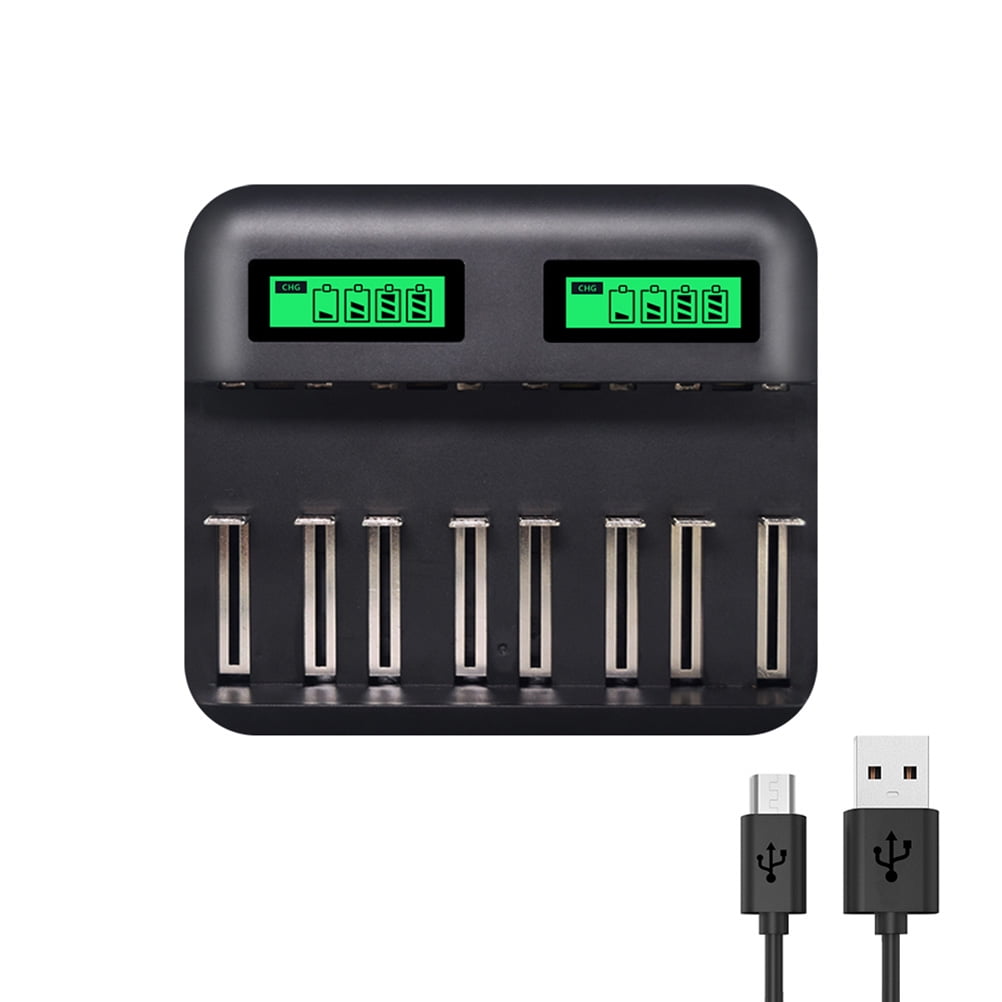 Phlegsive 8 Slots Smart USB Battery Charger Digital Display AA AAA ...
