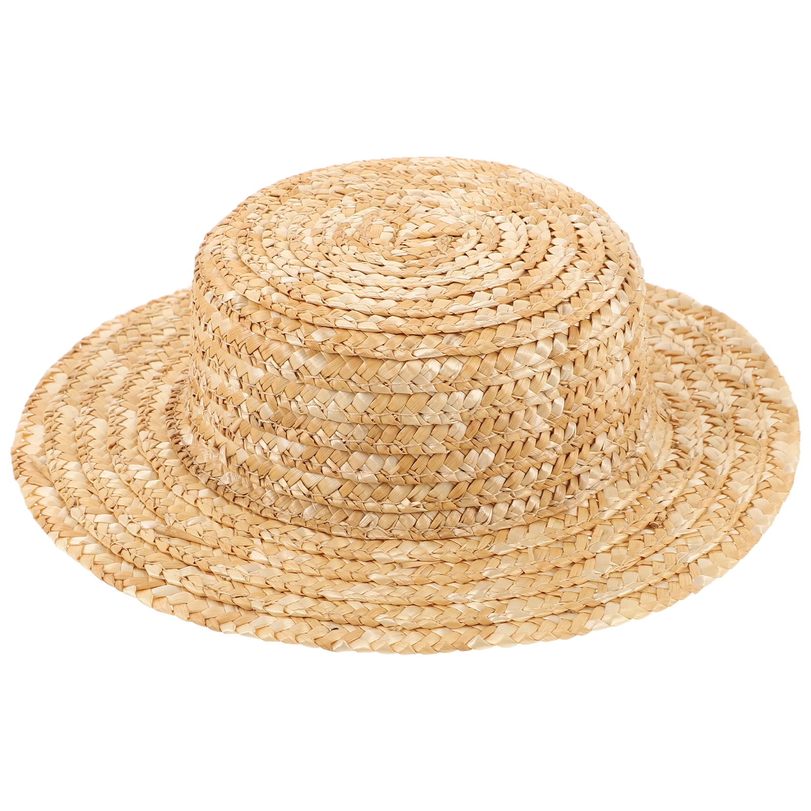 Phlegsive Doll Dressing up Straw Hat Mini Woven Doll Hat Round Top Hat ...