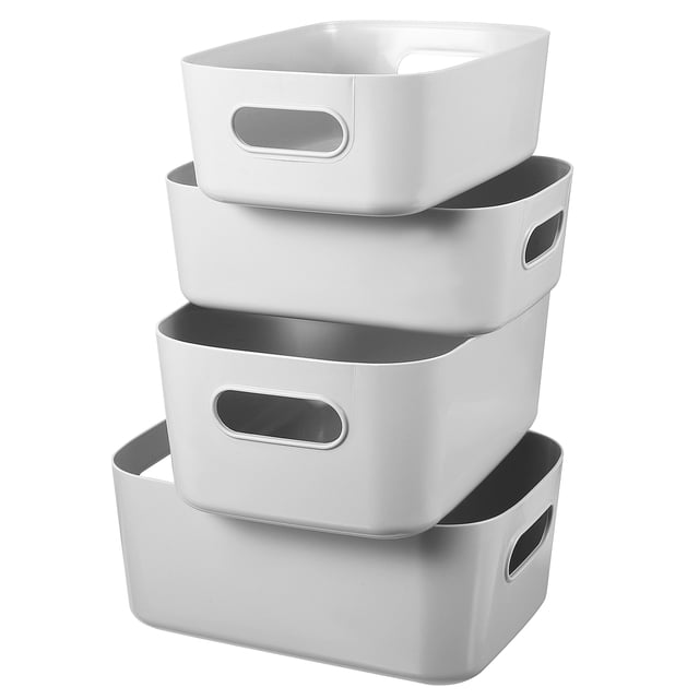 Phlegsive Stackable Plastic Storage Bins - Set of 4 - Walmart Business ...