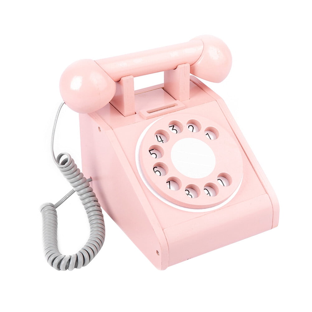 Phlegsive Vintage Wooden Rotary Telephone Miniature Desk Decor ...