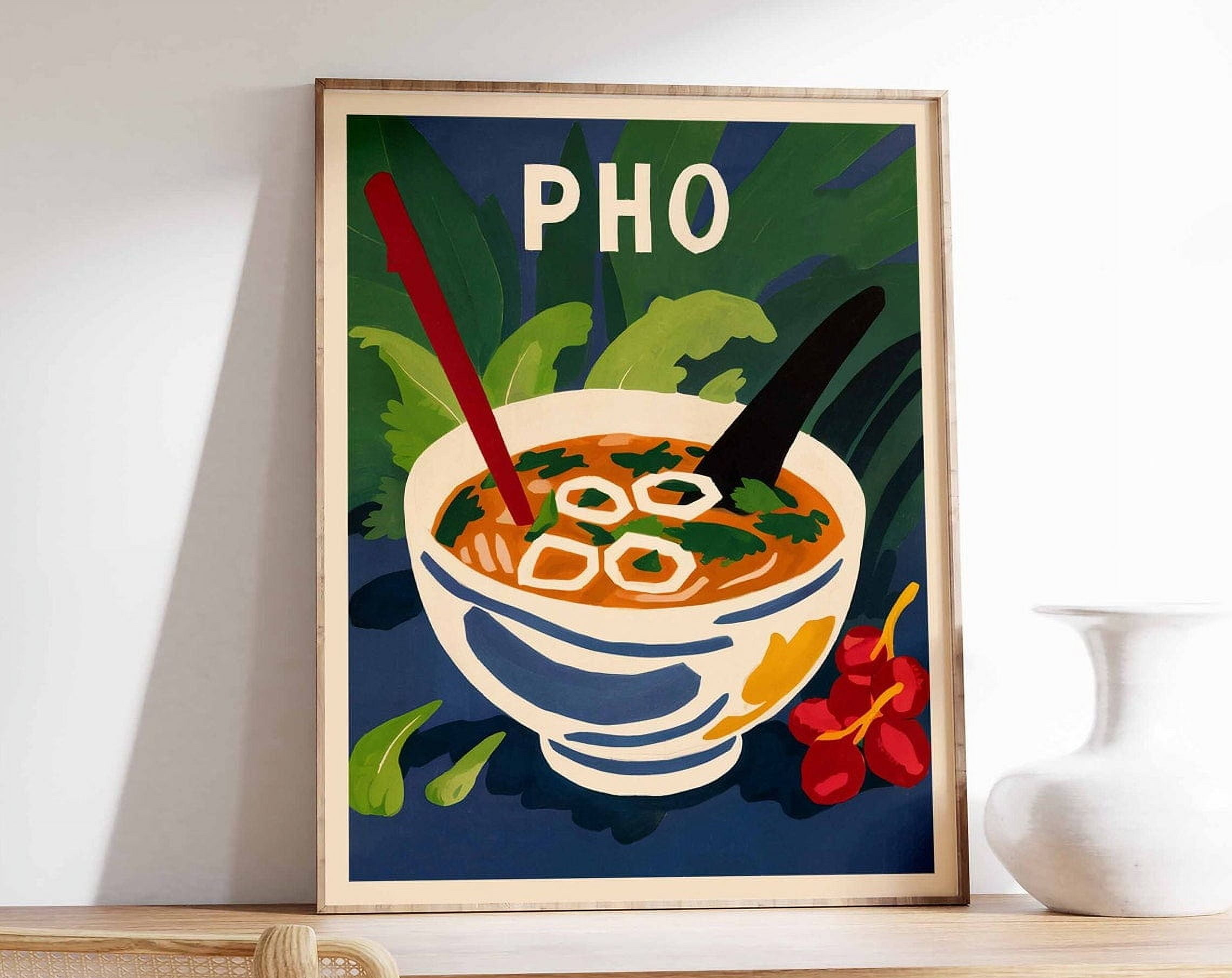 Pho Poster, Vietnamese Food Art, Asian Food Art, Kitchen Decor, Kitchen ...
