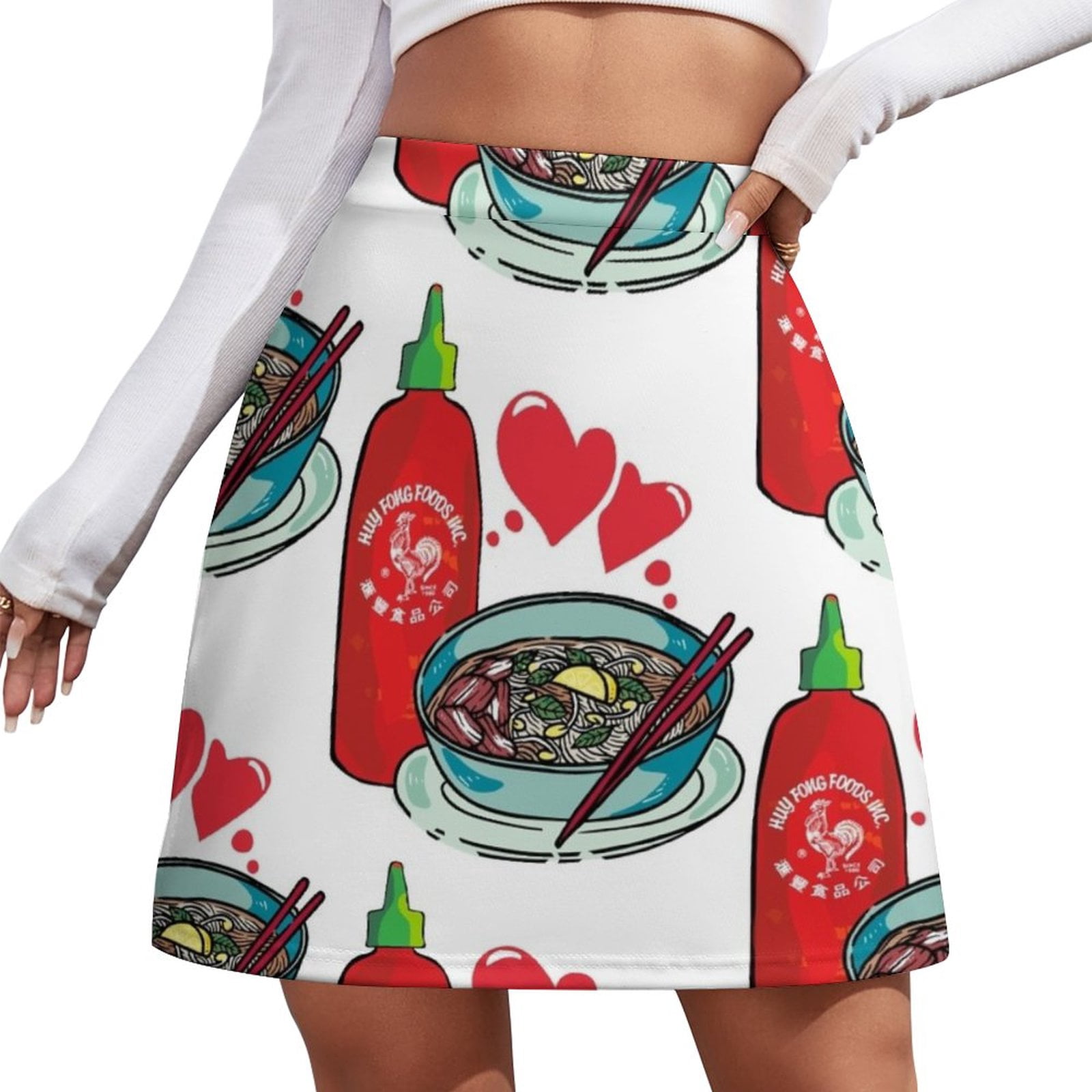 Pho & Sriracha Love Mini Skirt skirts for womens 2025 Summer skirt ...