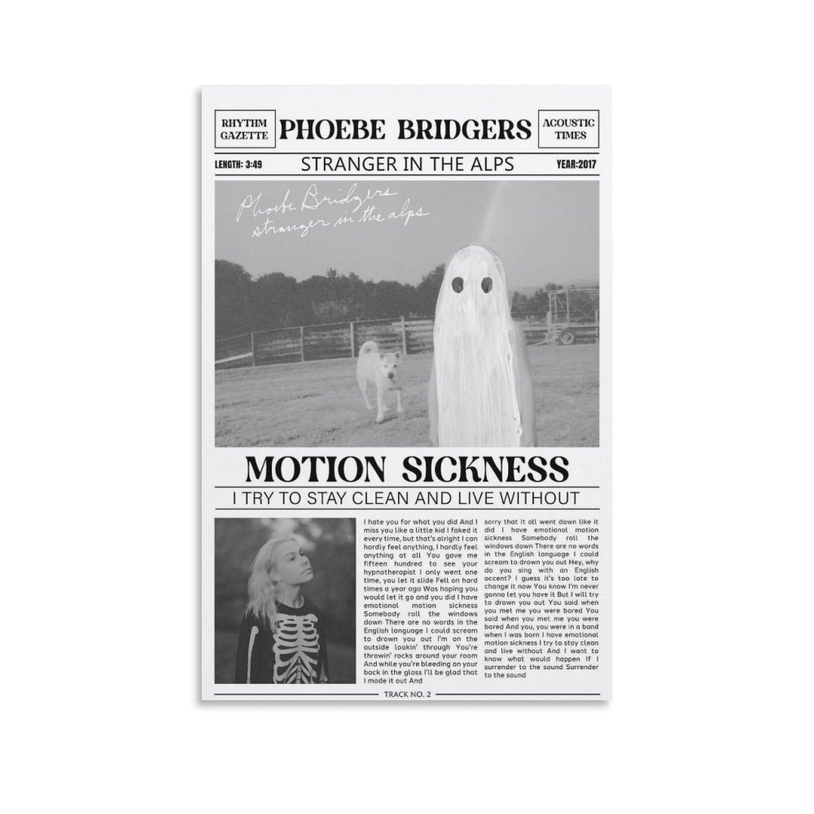 Phoebe Bridgers Retro Newspaper Print Motion Sickness Canvas Poster Bedroom Decoration Landscape ...
