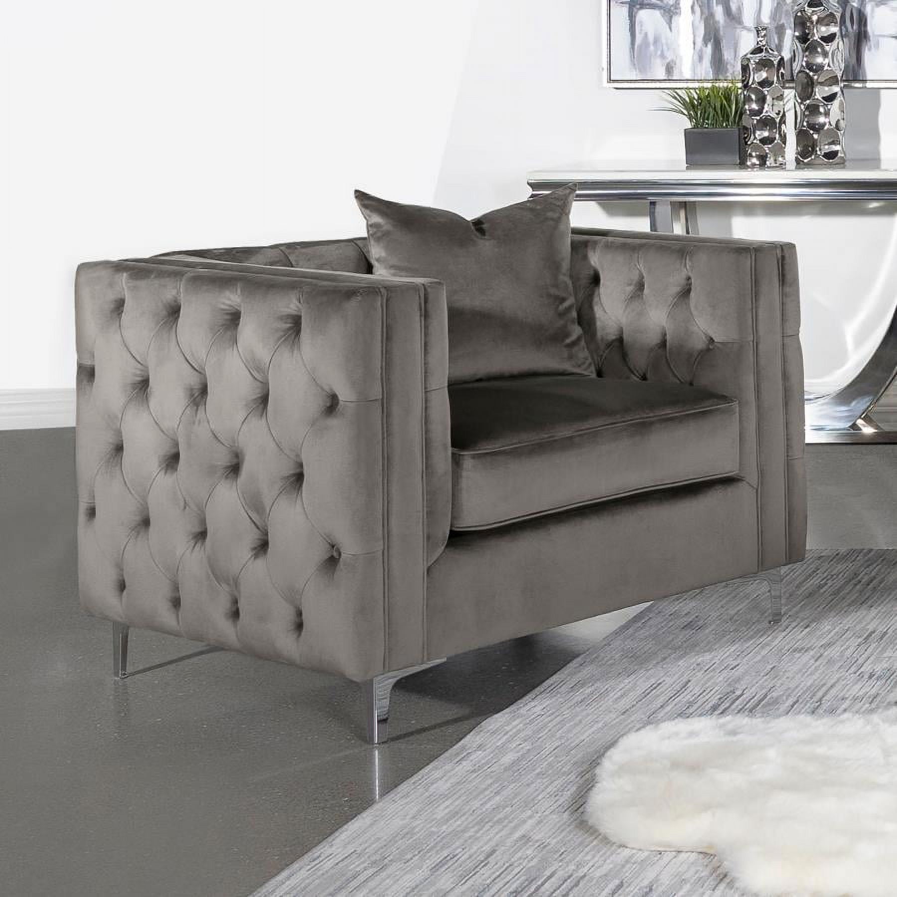 Phoebe Tufted Tuxedo Arms Chair Urban Bronze - Walmart.com