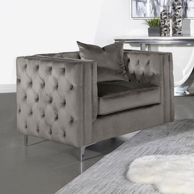 Phoebe Tufted Tuxedo Arms Chair Urban Bronze - Walmart.com