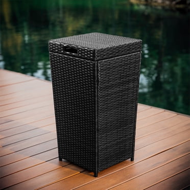 SAFAVIEH Serapis Contemporary Modern Outdoor Patio Trash Bin, Natural ...