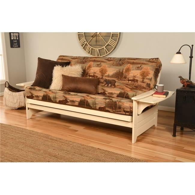 Phoenix Antique White Futon Frame with Canadian Mattress - Full Size ...