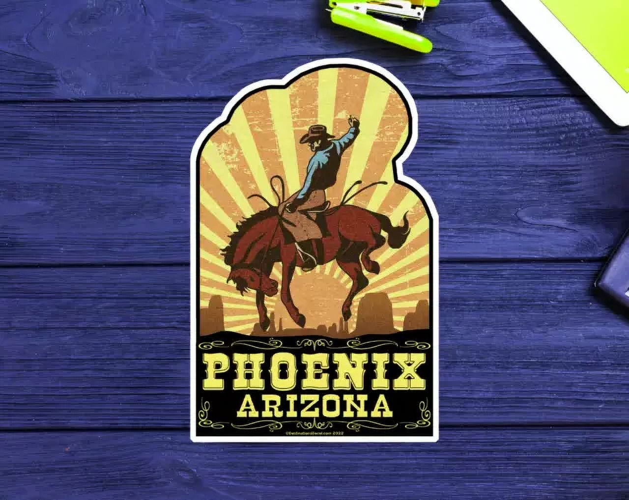 Phoenix Arizona Vintage Cowboy Bronco Horse Rodeo Western Sticker Decal ...
