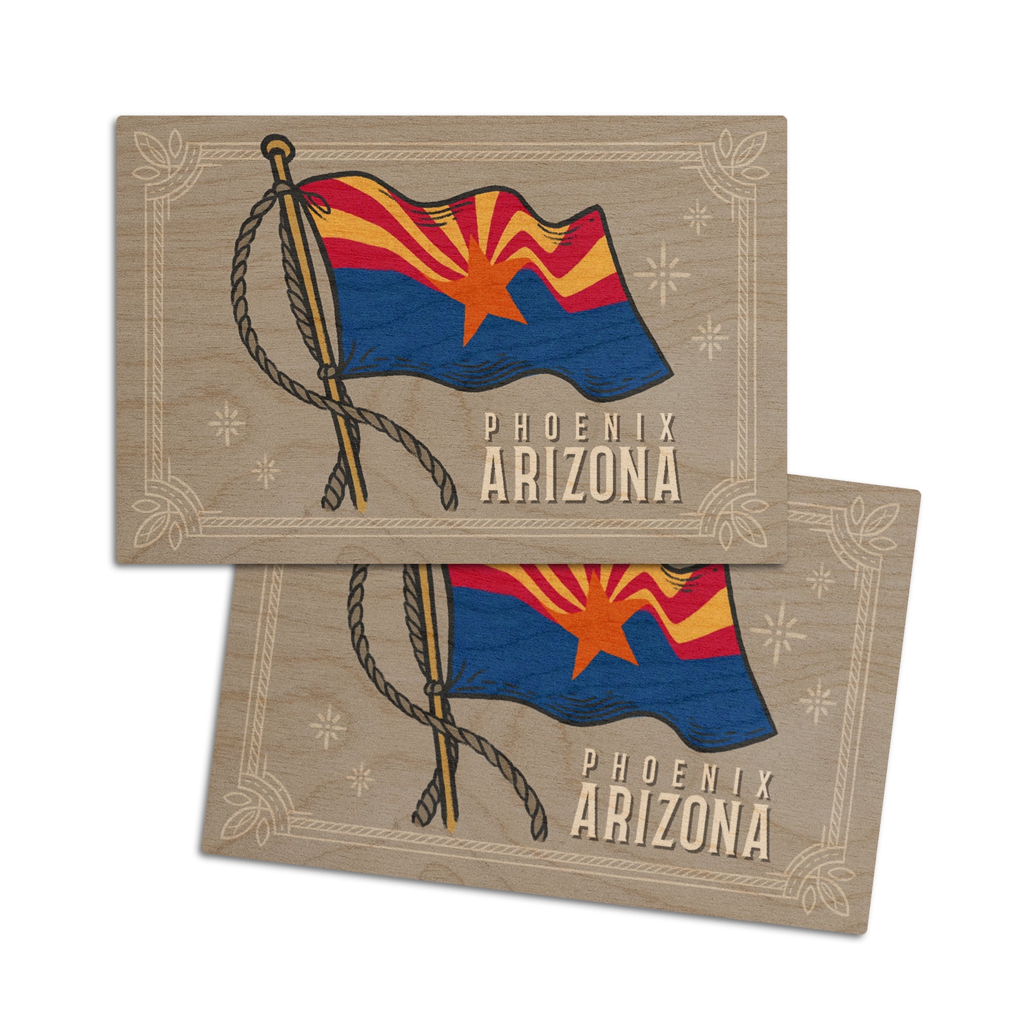 Phoenix, Arizona, Waving State Flag, State Series (4x6 Birch Wood ...