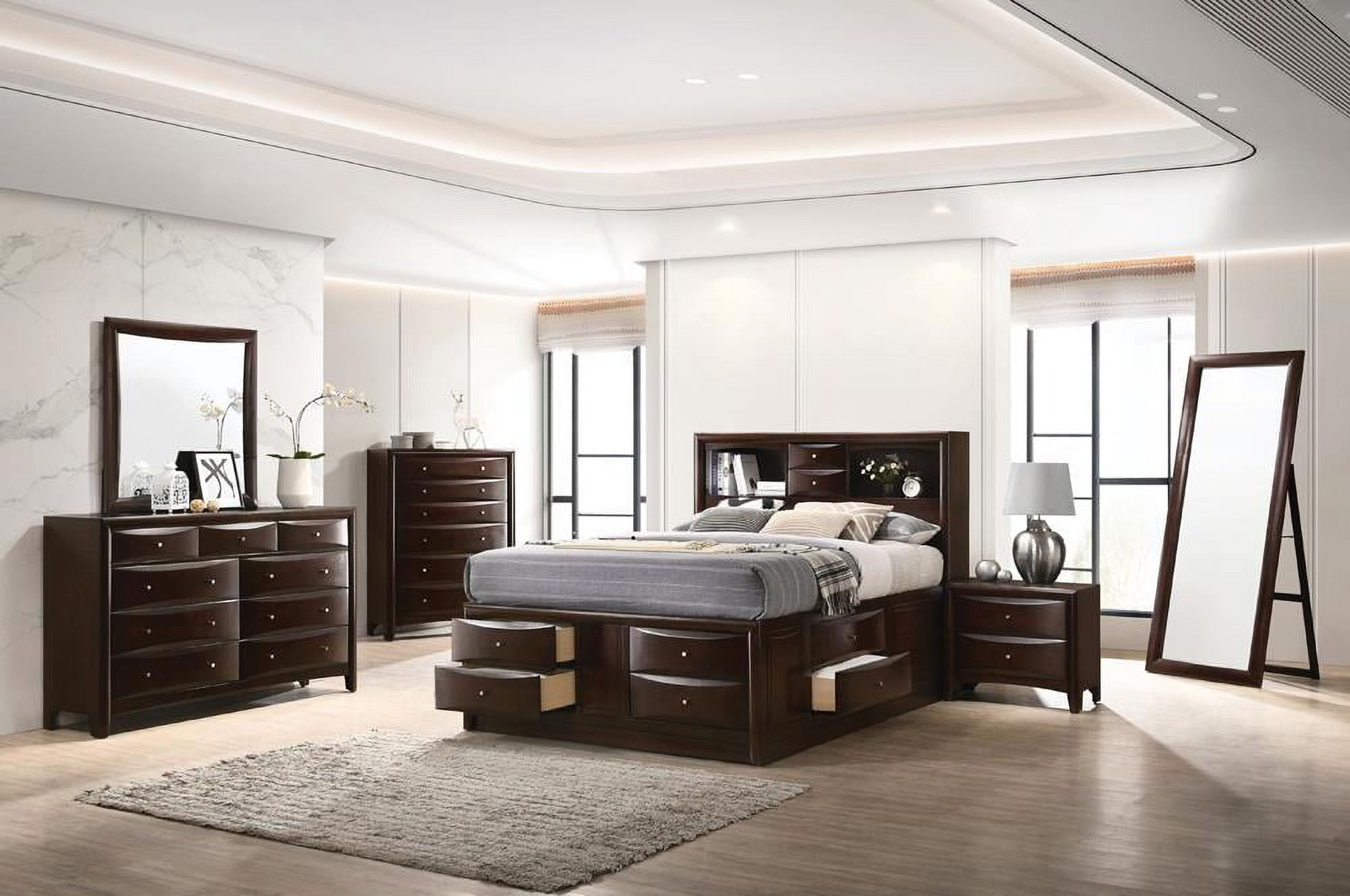 Phoenix Bedroom Set with Bookcase Headboard Deep Cappuccino - Walmart.com