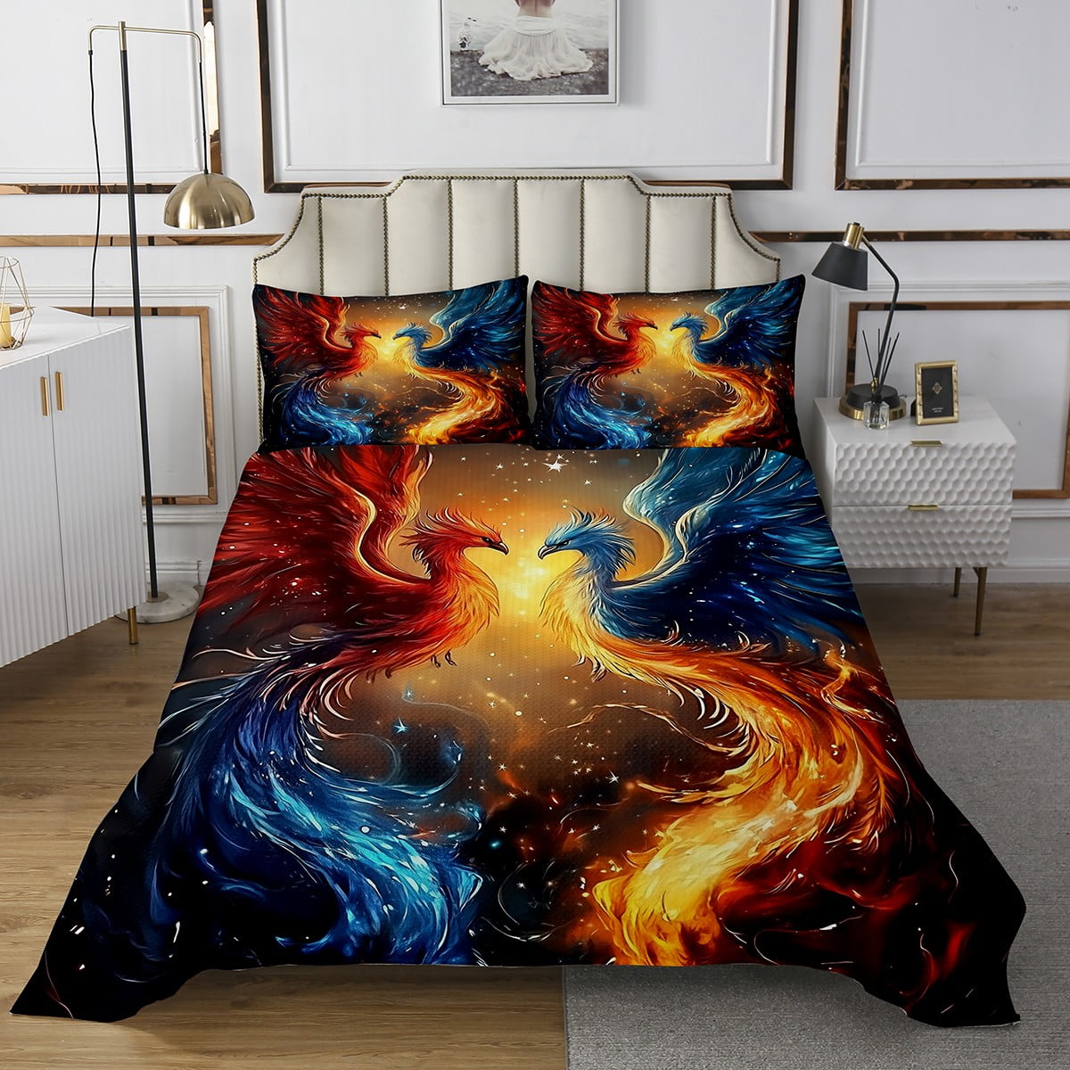 Phoenix Bedspread Set Tribal Animal Coverlet Set King Culture Birds ...