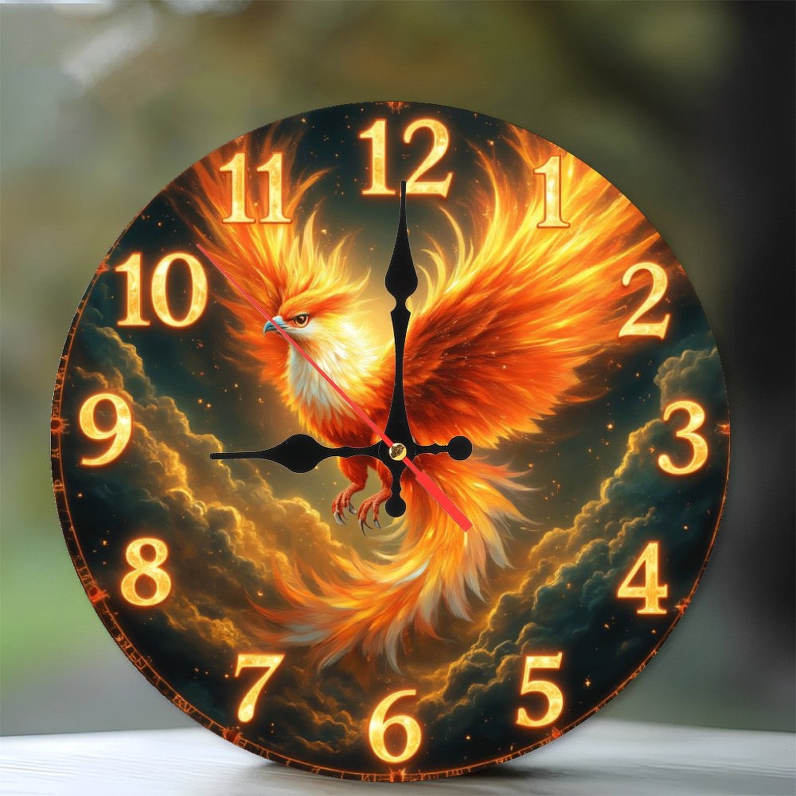 Phoenix Clock Decor 10-Inch Silent Wooden Wall Clock, Battery Operated ...
