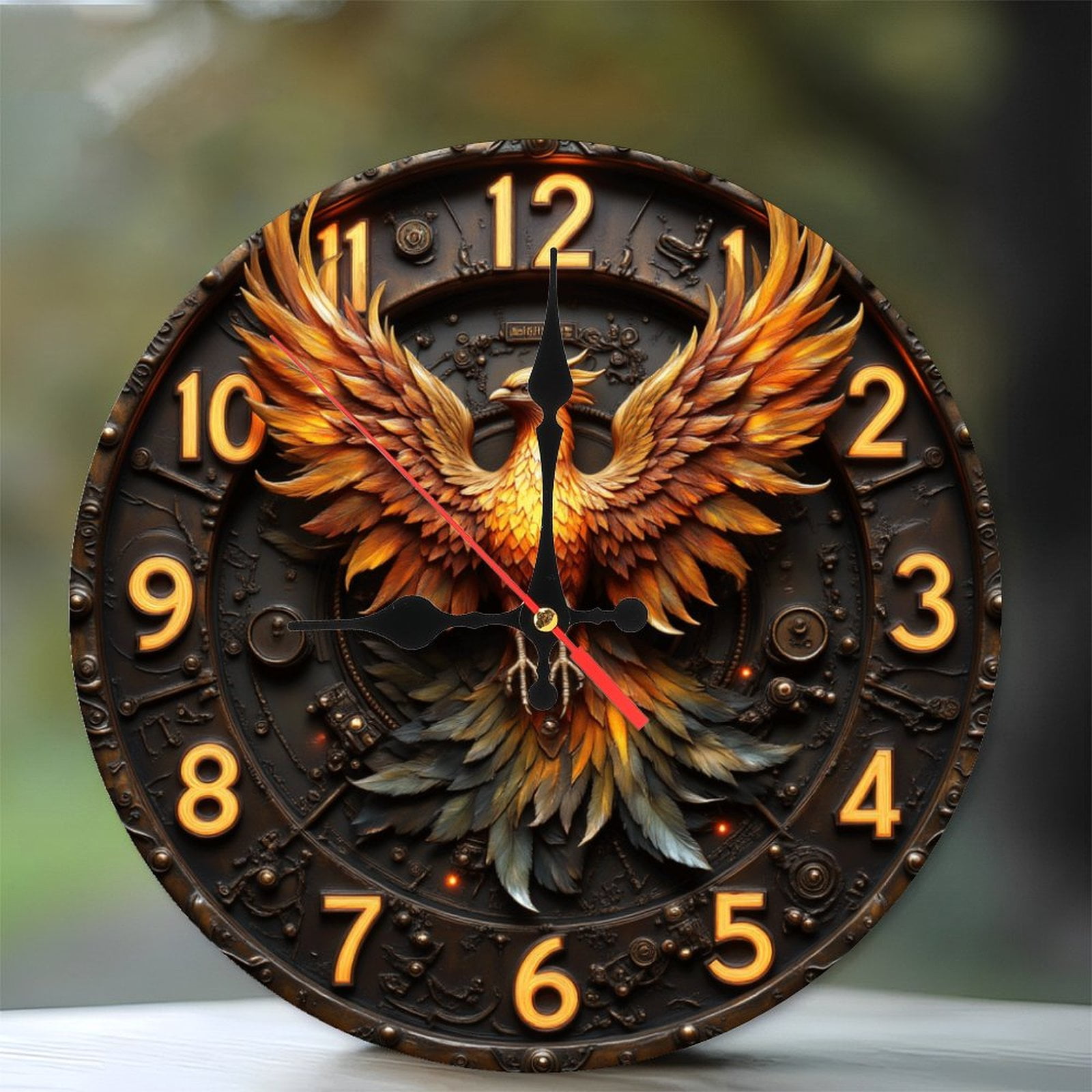 Phoenix Clock Wall Art 10-Inch Silent Wooden Wall Clock, Battery ...