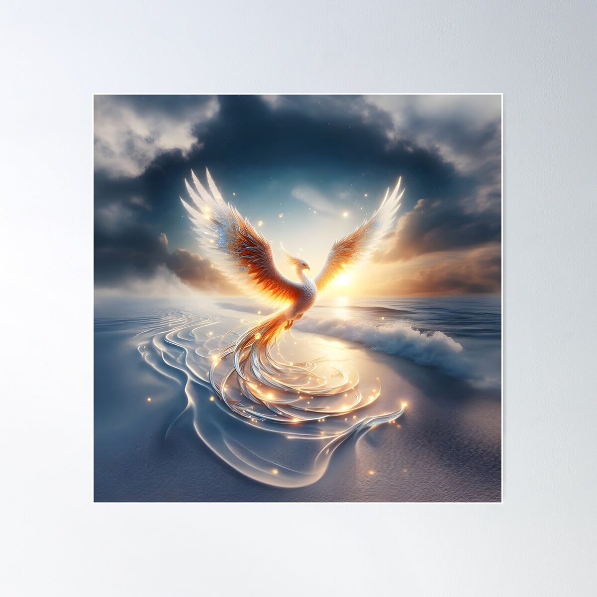 Phoenix Dawn Awakening Poster Wall Art, Modern Wall Decor For Living ...
