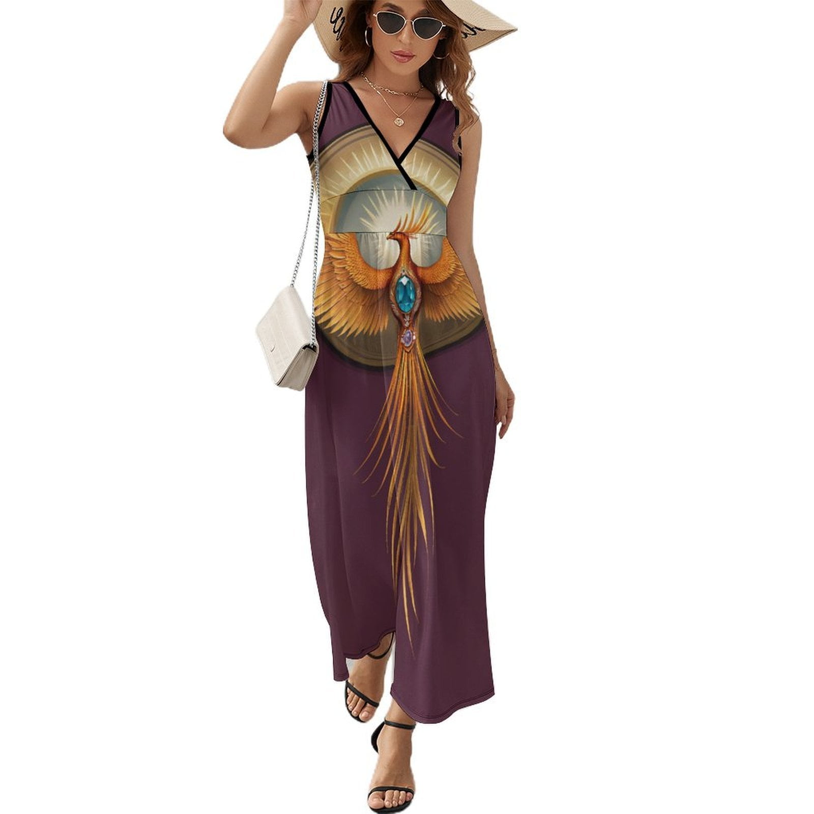 Phoenix Emblem Design Dress Fashion Boho Beach Long Dresses Female ...
