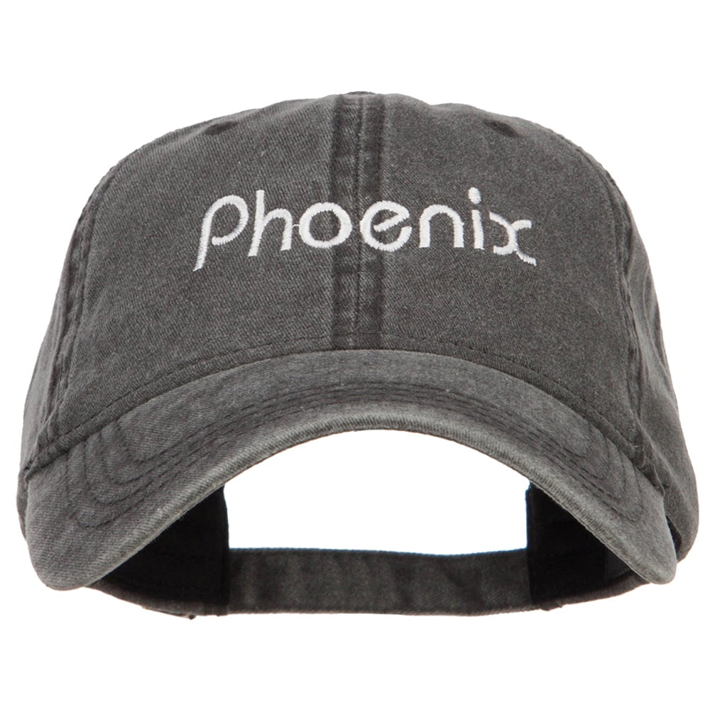 Phoenix Embroidered Washed Buckled Cap - Black OSFM - Walmart.com
