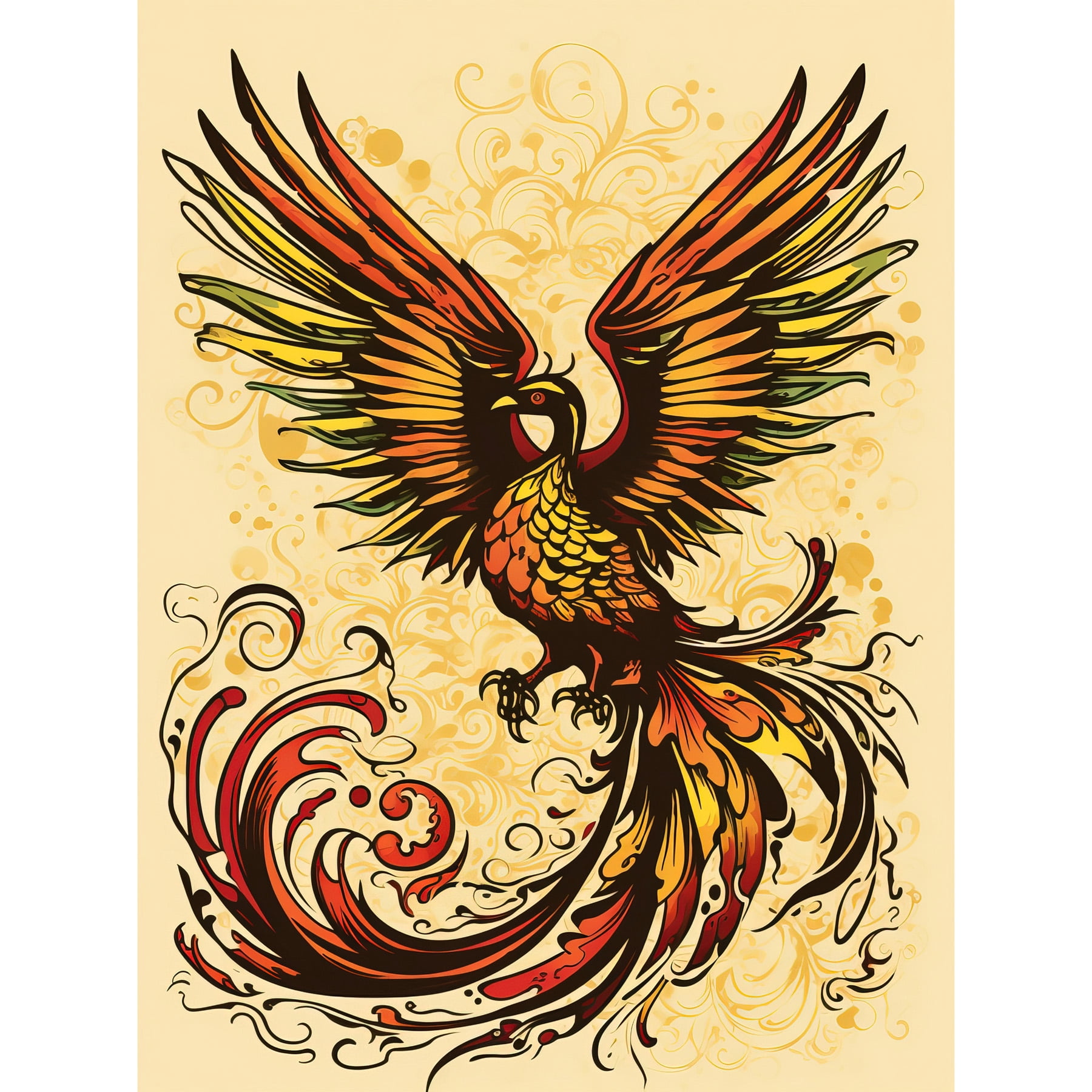 Phoenix Emerging from Flames Tattoo Ink Body Art Rockabilly Americana ...