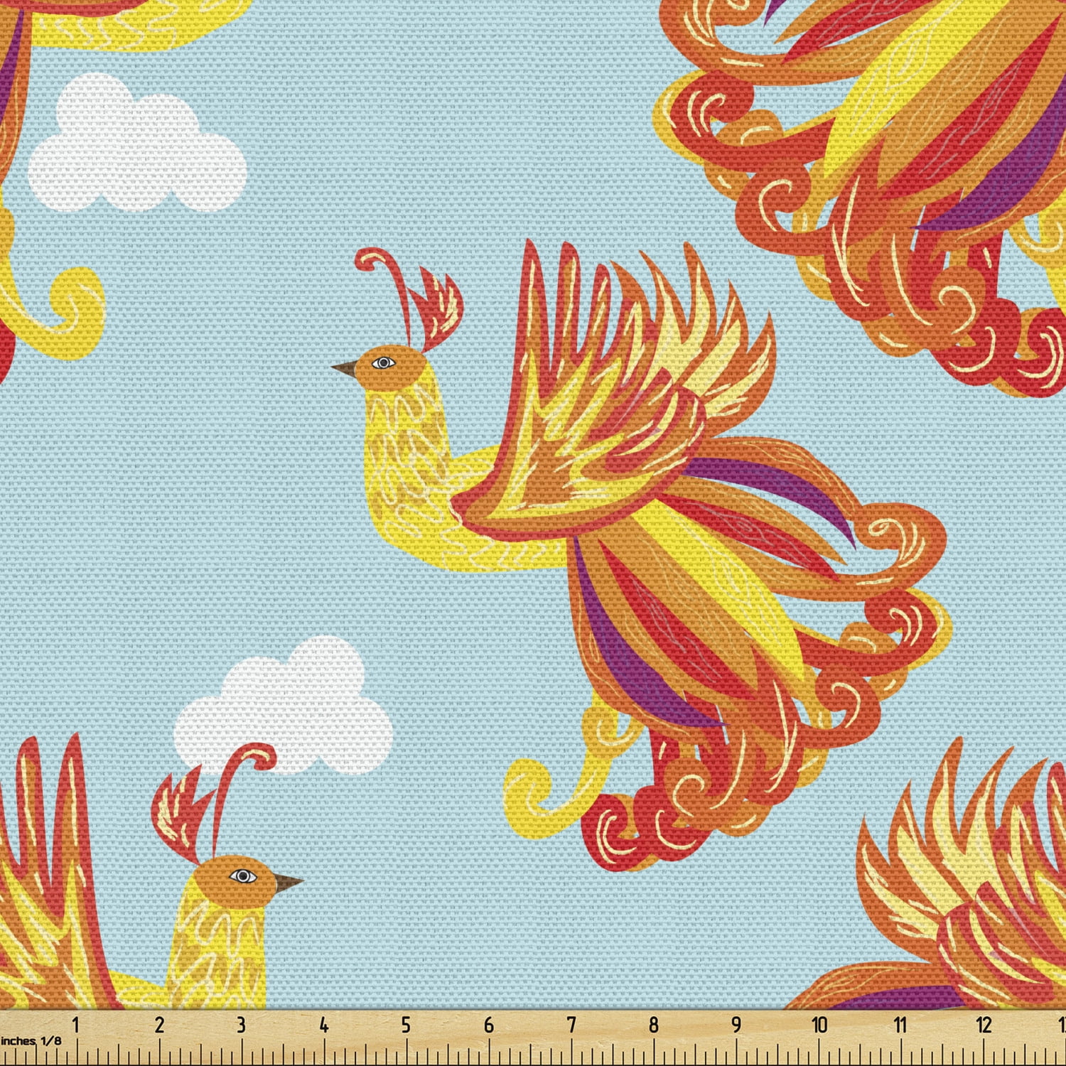 Ambesonne Phoenix Fabric by the Yard Upholstery, Bird Feathers ...