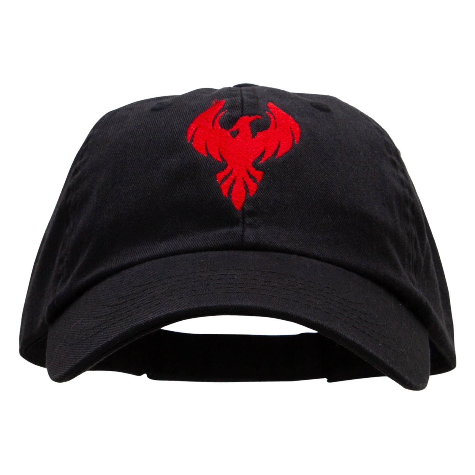 Phoenix Fire Bird Embroidered Low Profile Pet Spun Washed Cap - Black ...