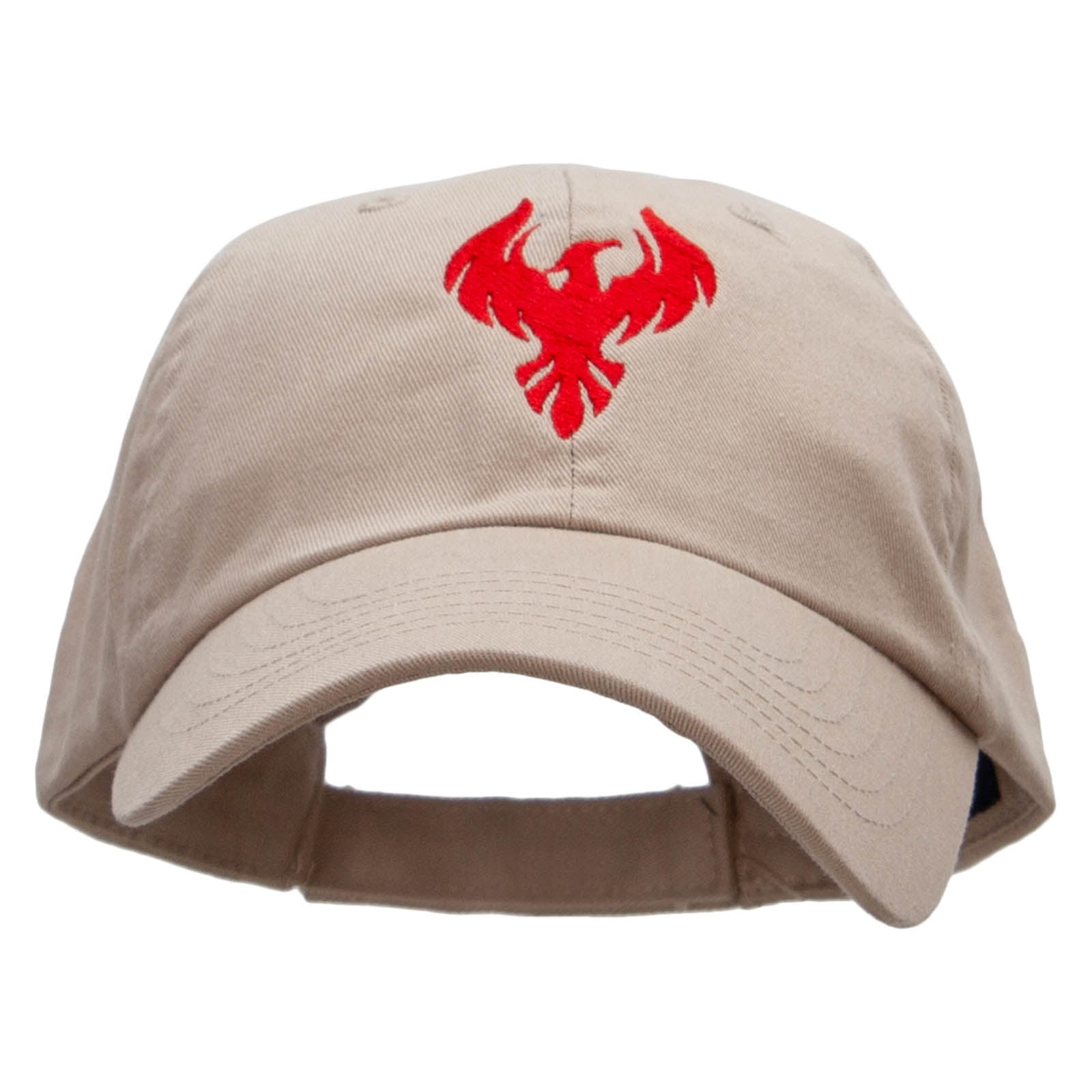 Phoenix Fire Bird Embroidered Low Profile Pet Spun Washed Cap - Khaki ...