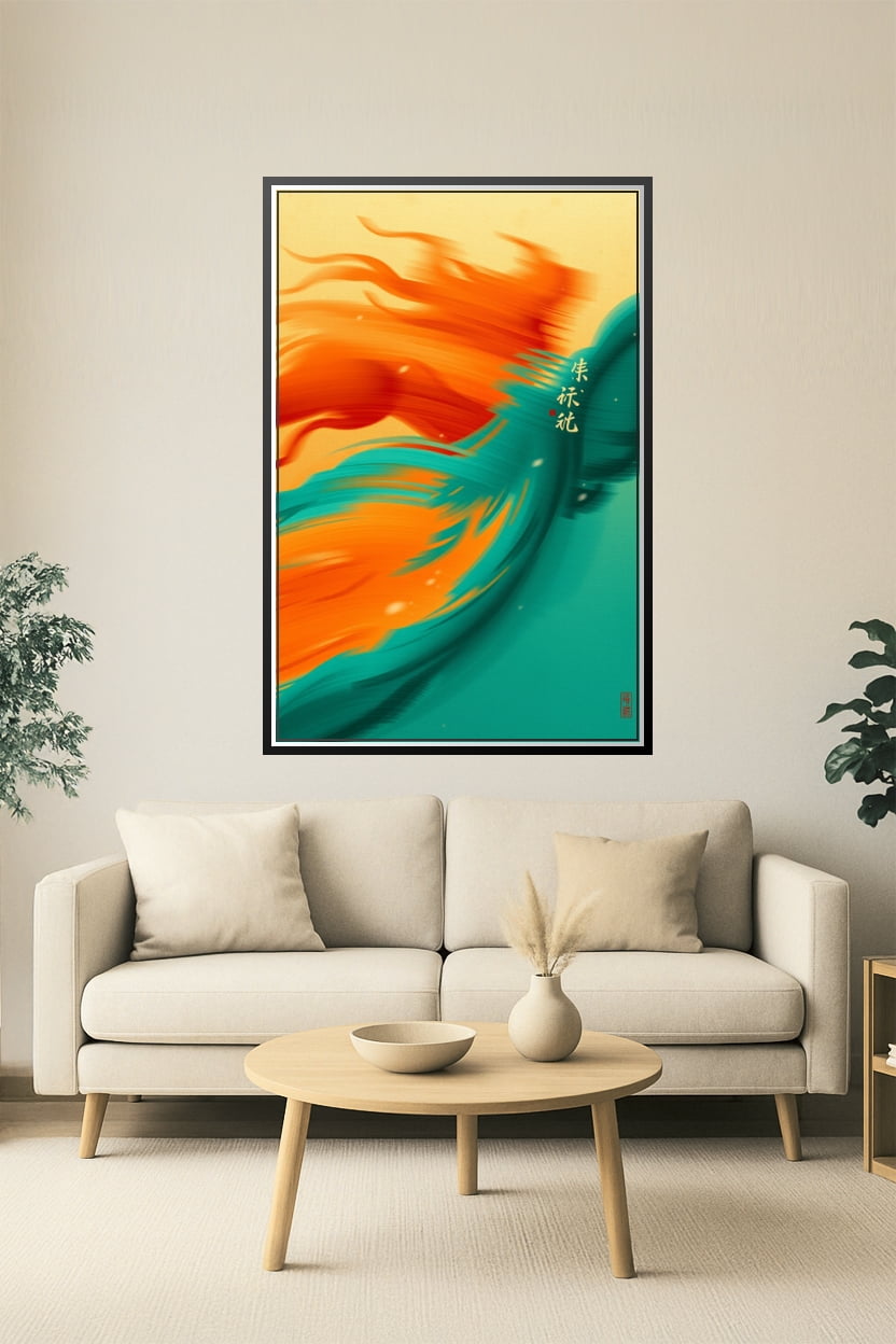 Phoenix Flow – Abstract Asian-Inspired Firebird Art Poster 【Photo Paper ...