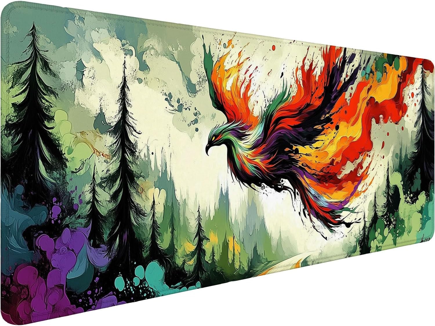 Phoenix Gaming Mouse Pad Fantasy Bird Colorful Ink Splash Art XL Mouse ...