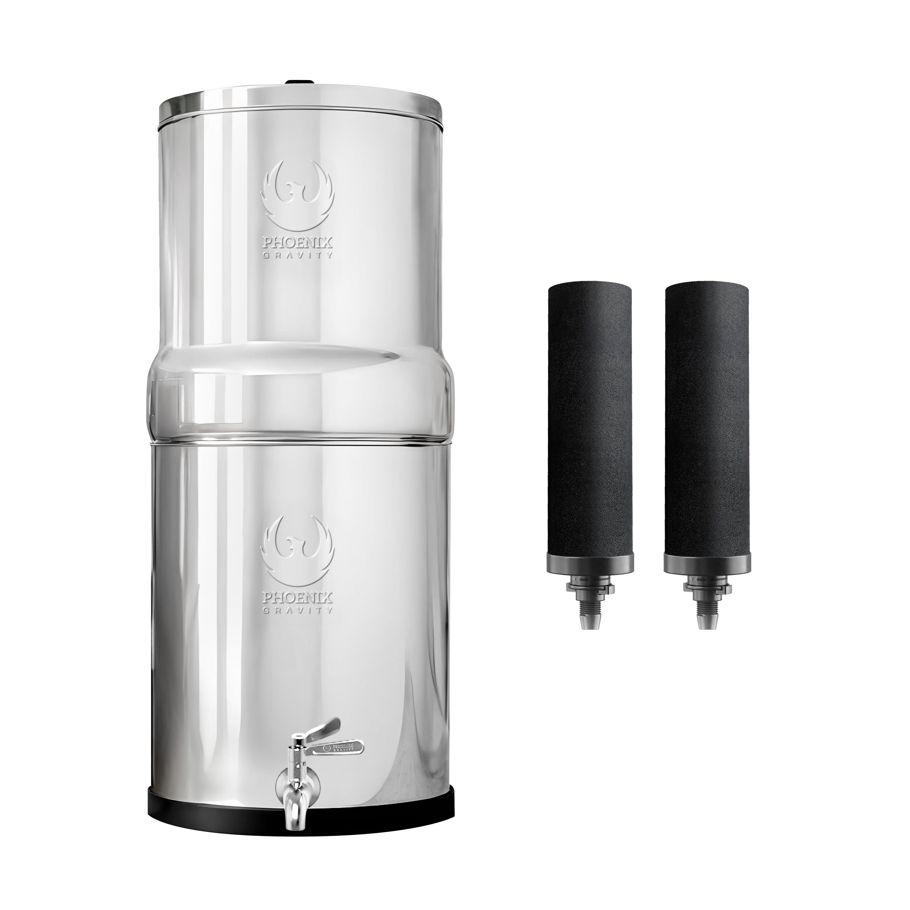 Phoenix Gravity-Countertop Stainless Steel Gravity-Fed Water Filter ...