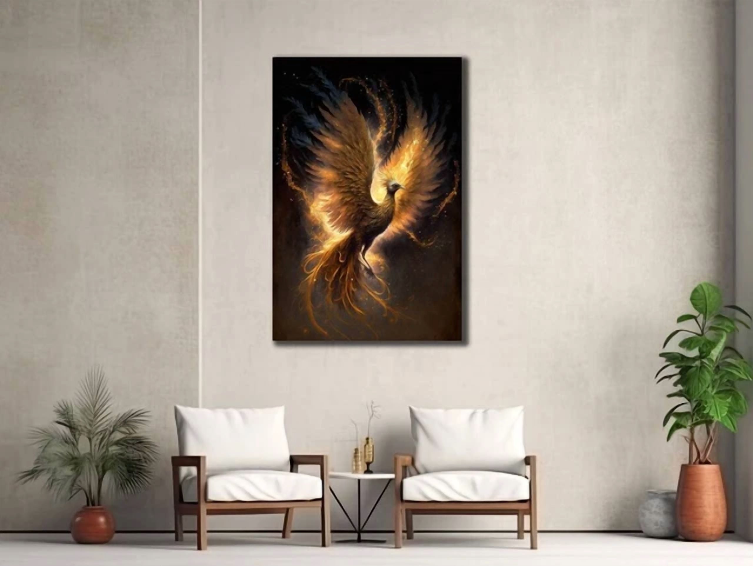 Phoenix In Flames Wall Art Home Decor Vintage Gift Living Room Dercor ...