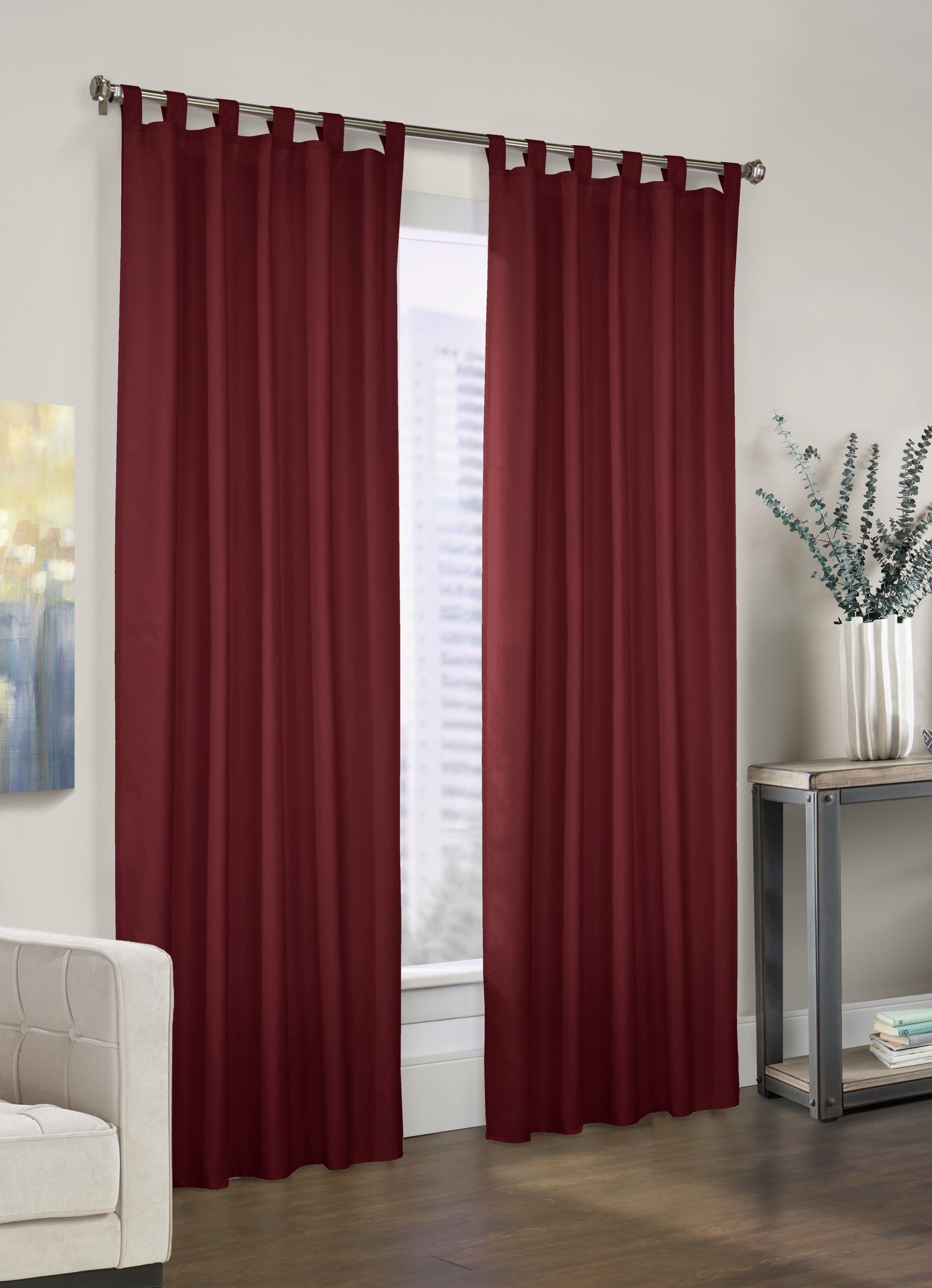 Phoenix Insulated Tab Top Solid Curtain Panel Pair each 40" x 63" in ...