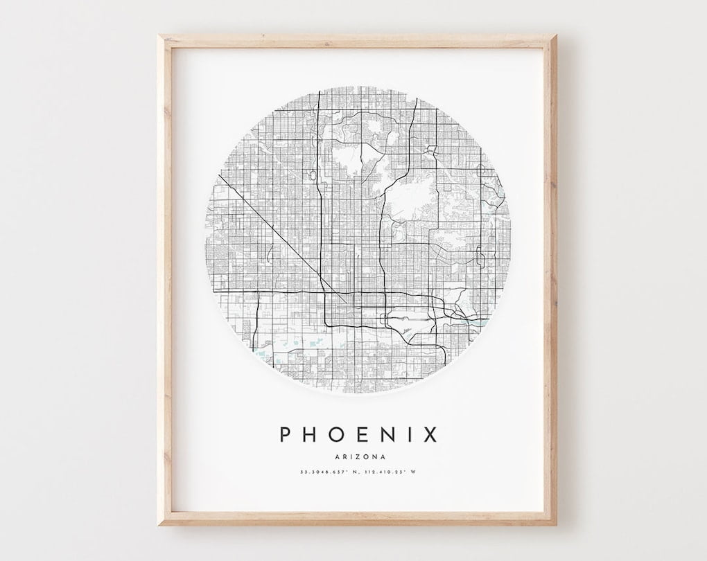 Phoenix Map Print, Phoenix Map Poster City Wall Art, Az Road Map ...