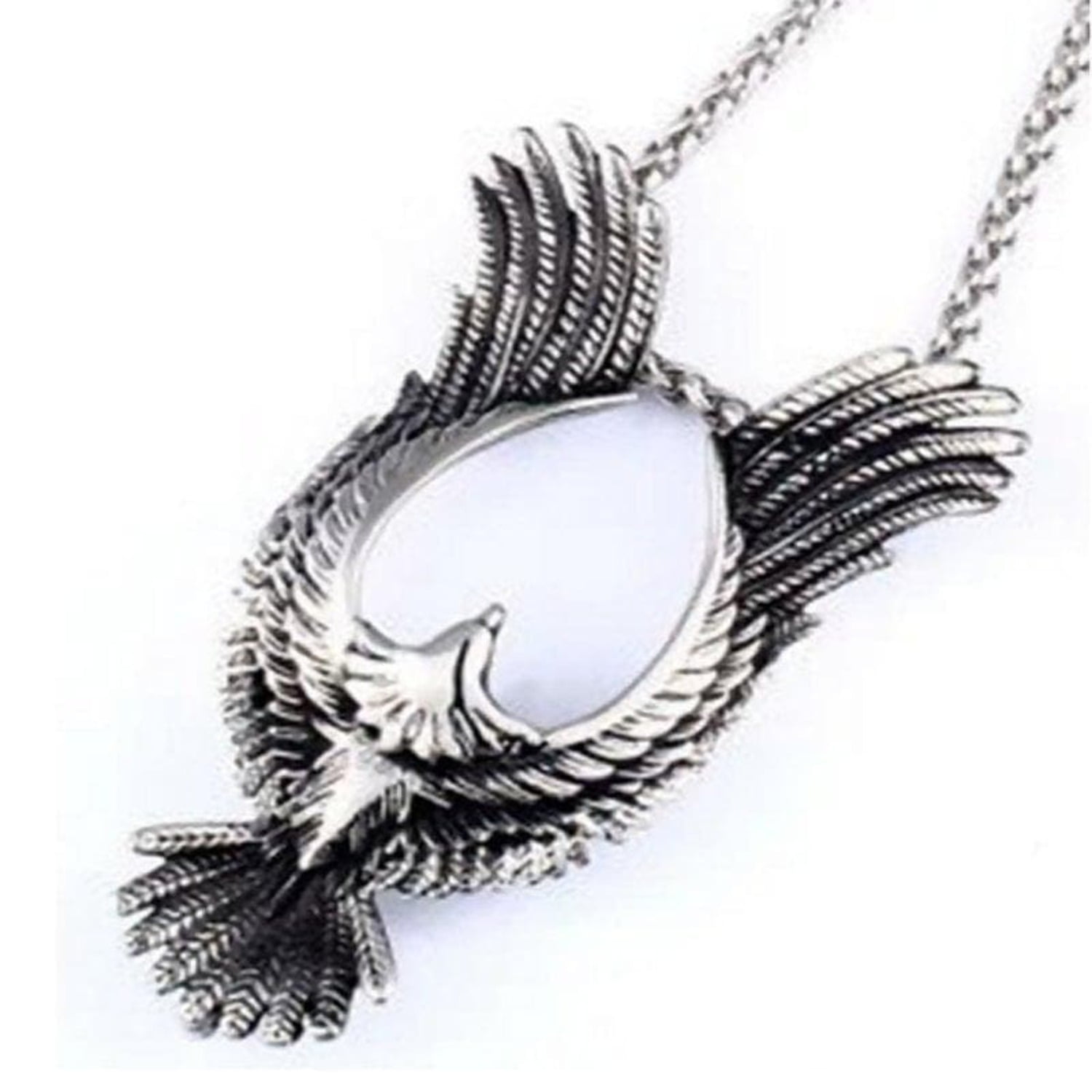 Phoenix Necklace Silver Stainless Steel Firebird Falcon Pendant ...