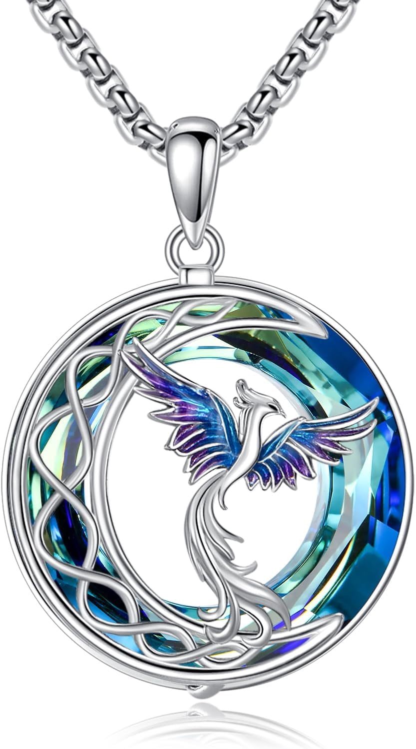 Phoenix Necklace Sterling Silver Celtic Knot Crystal Phoenix Jewelry ...