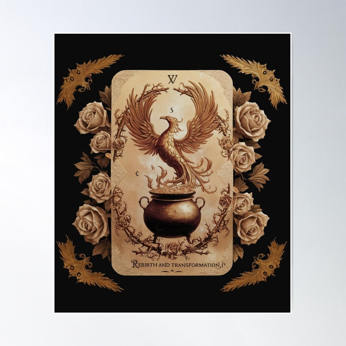 Phoenix Of Rebirth: Vintage Tarot Card Illustration 1 Of 12 Poster Wall ...