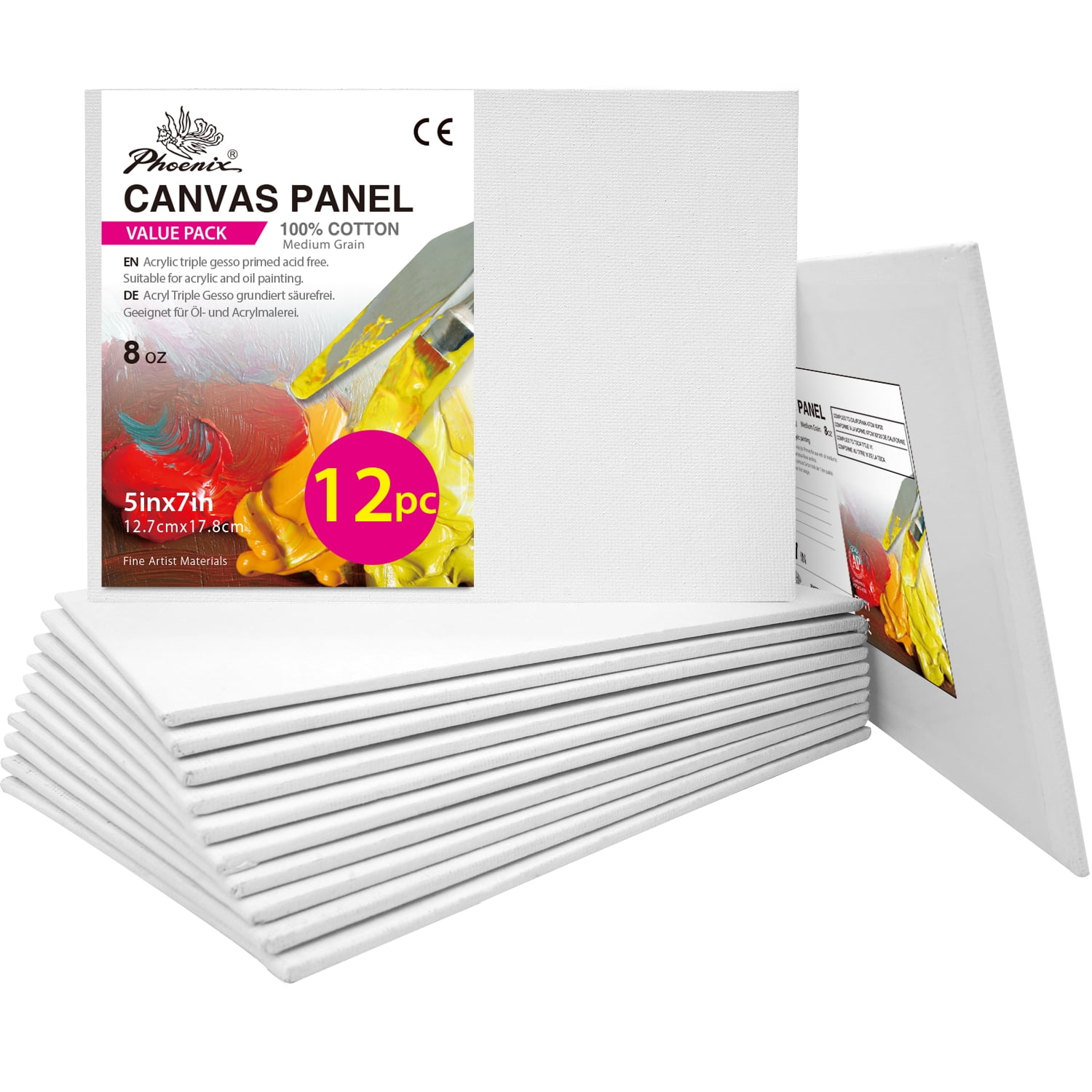 Phoenix Painting Canvas Panels 5x7 in 12 Pack Cotton Acrylic Color ...