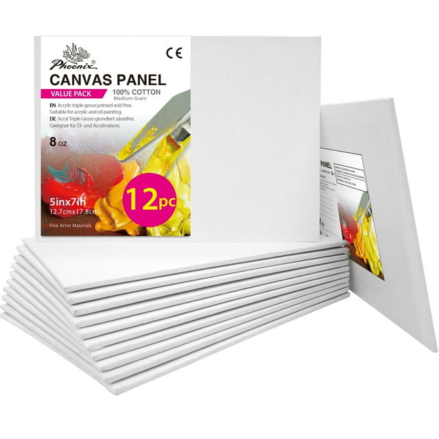 Phoenix Painting Canvas Panels 5x7 in 12 Pack Cotton Acrylic Color ...