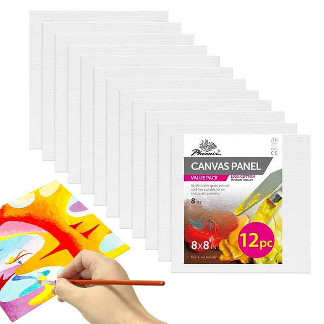 Phoenix Painting Canvas Panels 8x8 in 12 Pack Cotton Acrylic Color ...