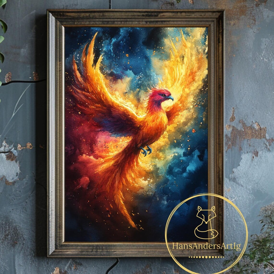 Phoenix Poster Magic School Art Print Wizard School Painting Dark ...