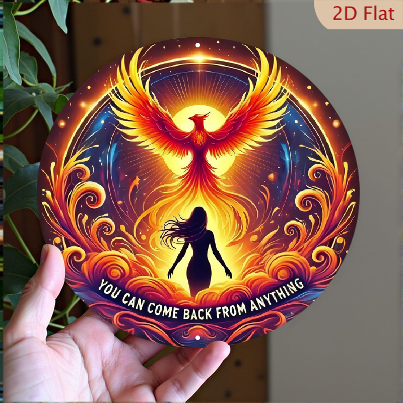 "Phoenix Rebirth" Inspirational Spiritual Wall Art Sign, 8" Round ...