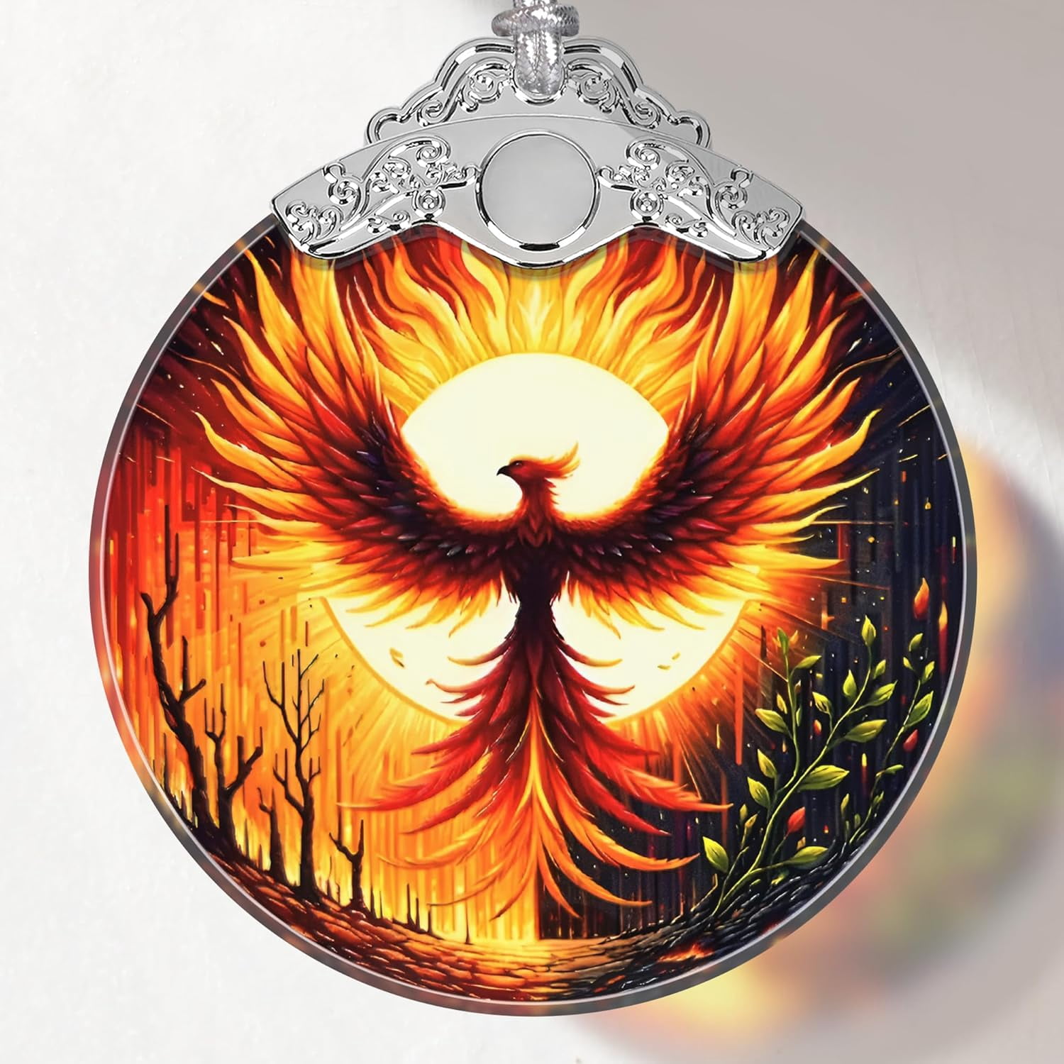 Phoenix Stained Glass Ornament, Christmas Ornaments, Christmas Tree ...