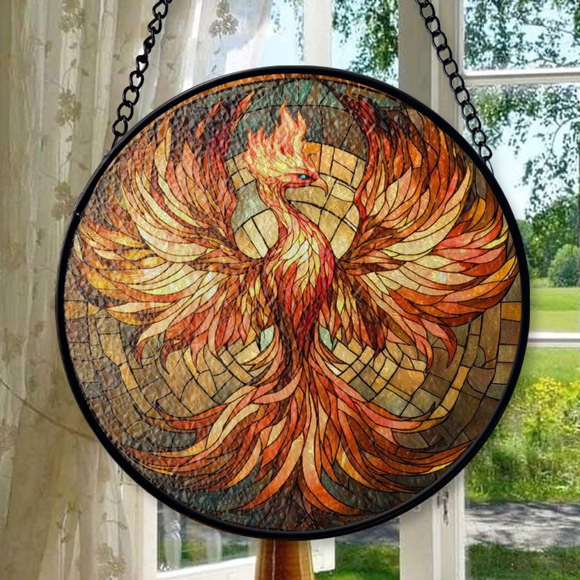 Phoenix Stained Glass SunCatcher Phoenix Bird Light Catcher Window ...