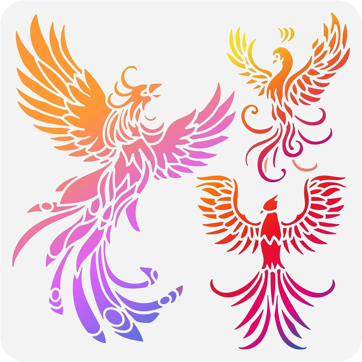 Phoenix Stencils for Painting 11.8x11.8inch Reusable Firebird Drawing ...